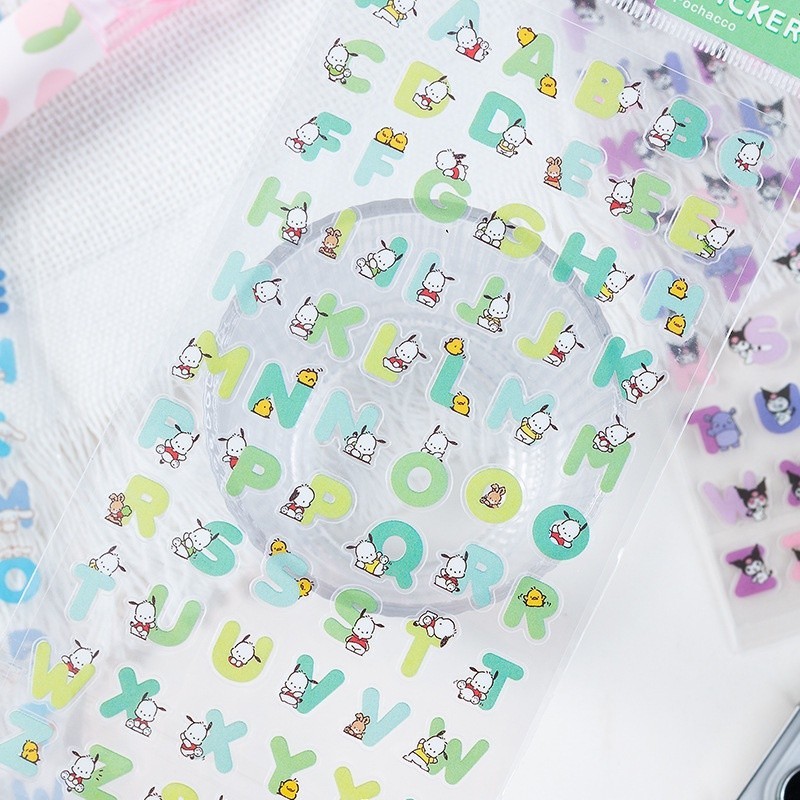 Sanrio English Letter Transparent Sticker Cute Cartoon Alphabet ...