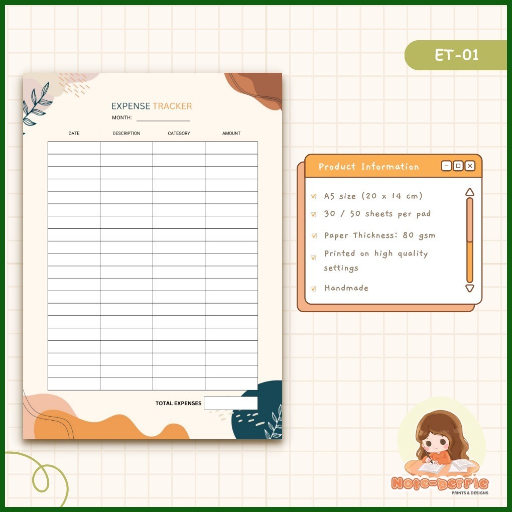 A5 Expense Tracker | Financial Tracker Notepad (Non Sticky) | Shopee ...