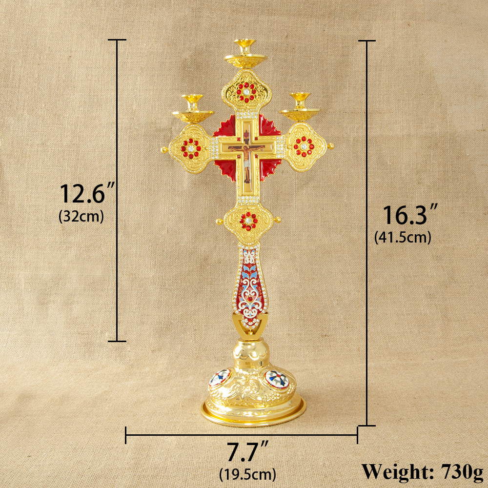 Religion Gold Plated Metal Standing Orthodox Cross Christian Religious ...