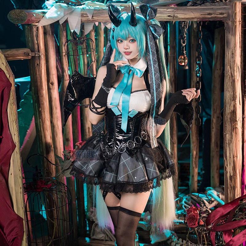 キ Anime Demon Cosplay Costumes Women Sexy Dress Wings Suit Miku Cute ...