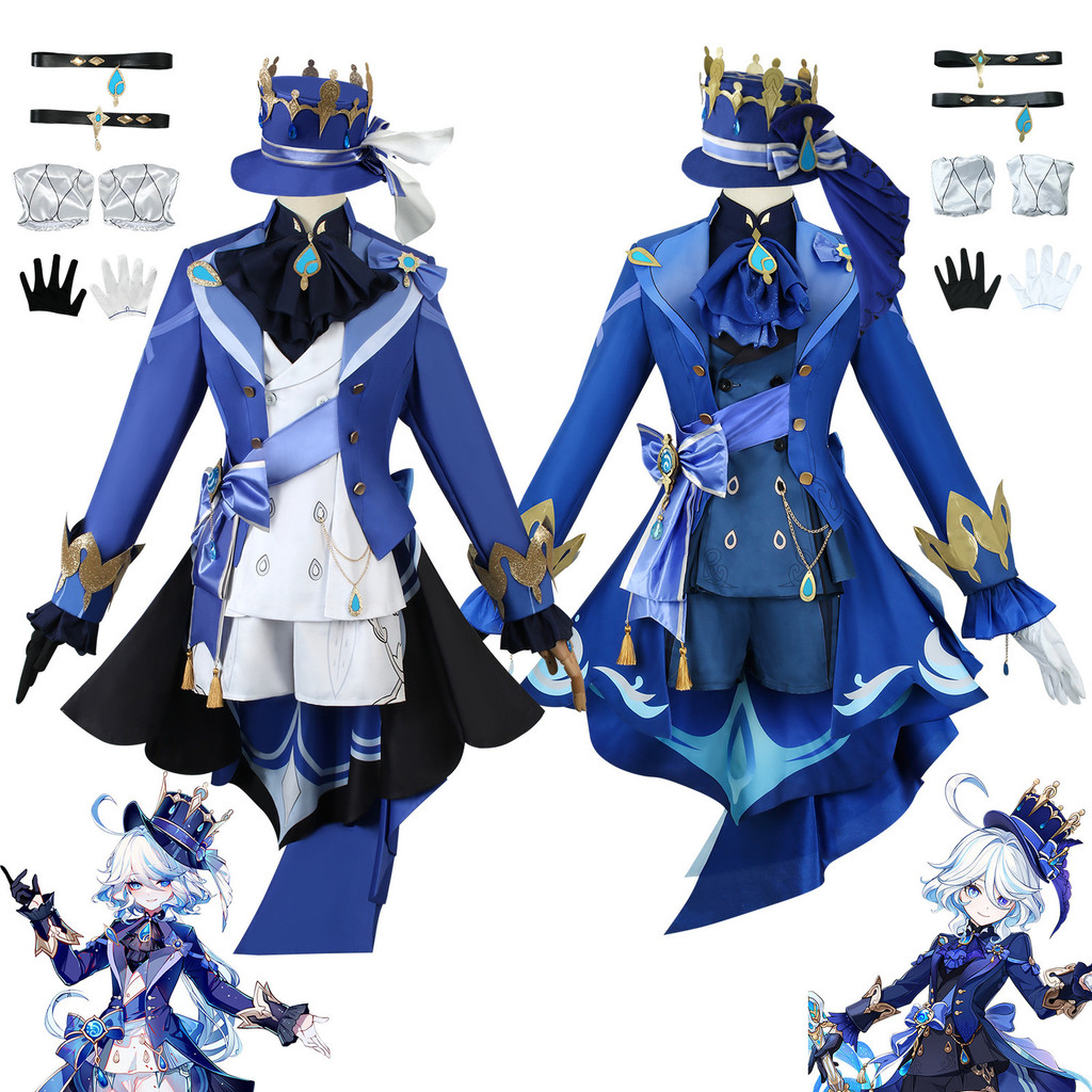 §≈ Fontaine Focalors Genshin Costume Impact Furina Cosplay Black White ...