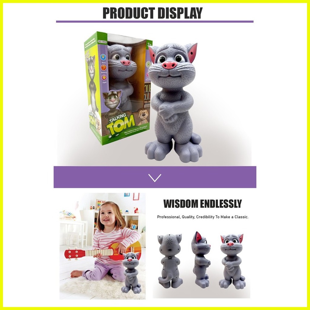 § Touch Talking TOM Mimic Voice with Responding LED Eyes Battery ...