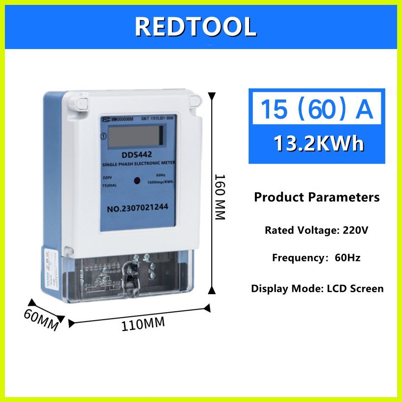 ஐ makute Single Phase Electric Sub-Meter (60Amp) Digital LED Screen Sub ...