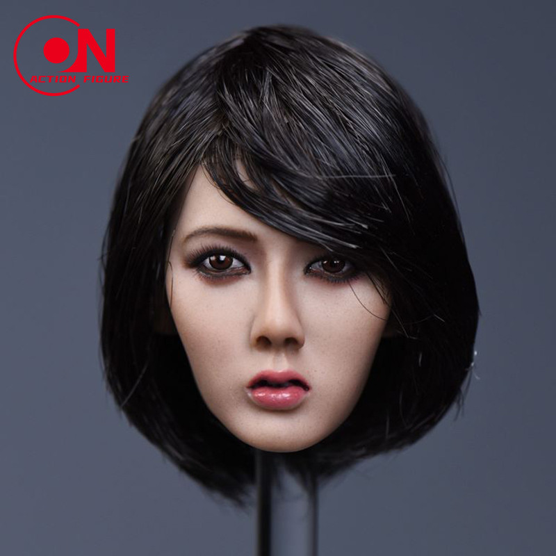 YMTOYS 1/6 Asian Girl Xiu Long Short Hair Head Sculpt Carved Model For ...