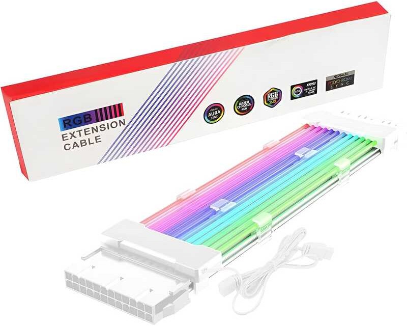 24 Pin HSZJsto ATX Addressable Power 18AWG RGB PC Cables PSU Extension ...