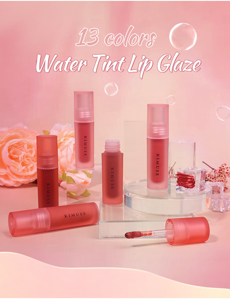KIMUSE Water Tint Lip Glaze 13 Colors Waterproof Long Lasting Matte ...