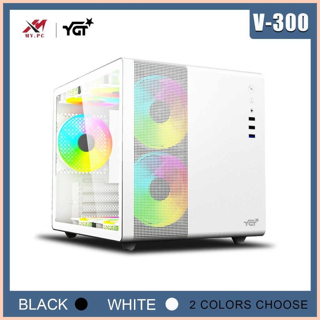 ۩ ♒ YGT V300 MINI GAMING CASE BLACK WHITE MICRO-ATX/ITX | Shopee Philippines
