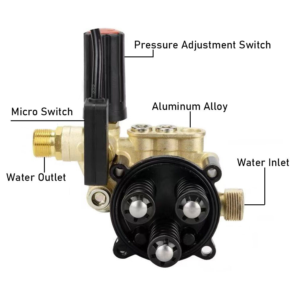 Pressure Washer Pump Metal Head With Pressure Gauge Replacement ...