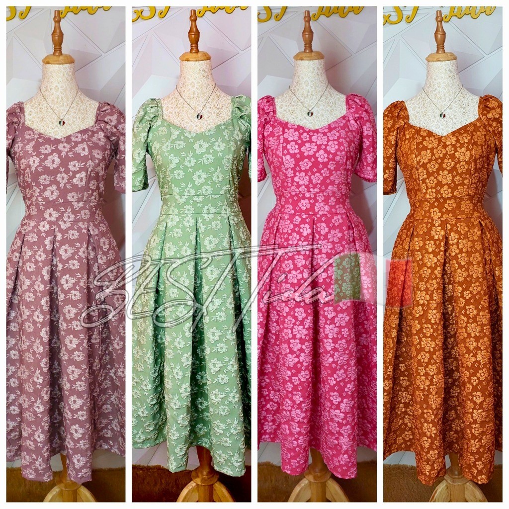 Thalia Jacquard Embossed Dress REGULAR & PLUS SIZE | Shopee Philippines