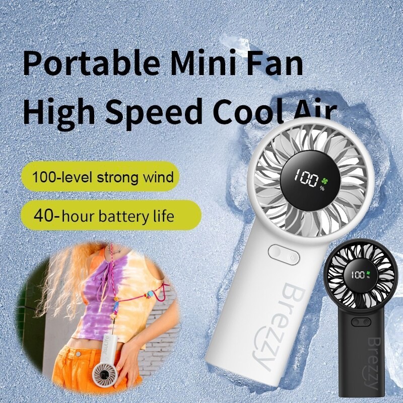 Portable Handheld Fan 6000mAh Rechargeable 100 Level Adjustment With ...