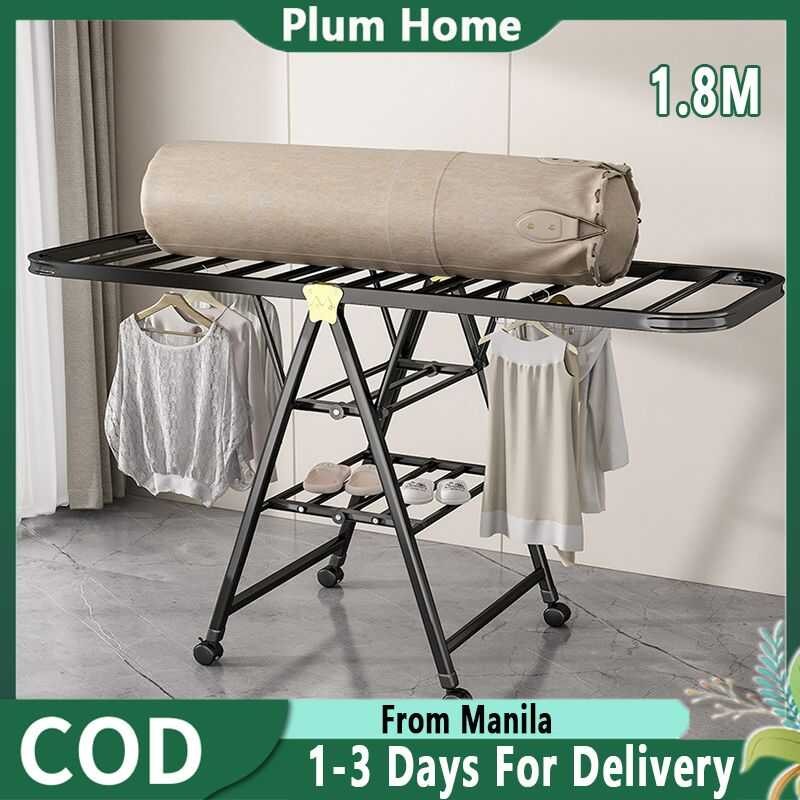 Foldable Clothes Drying Rack With Wheels Laundry Hanging Heavy Duty ...