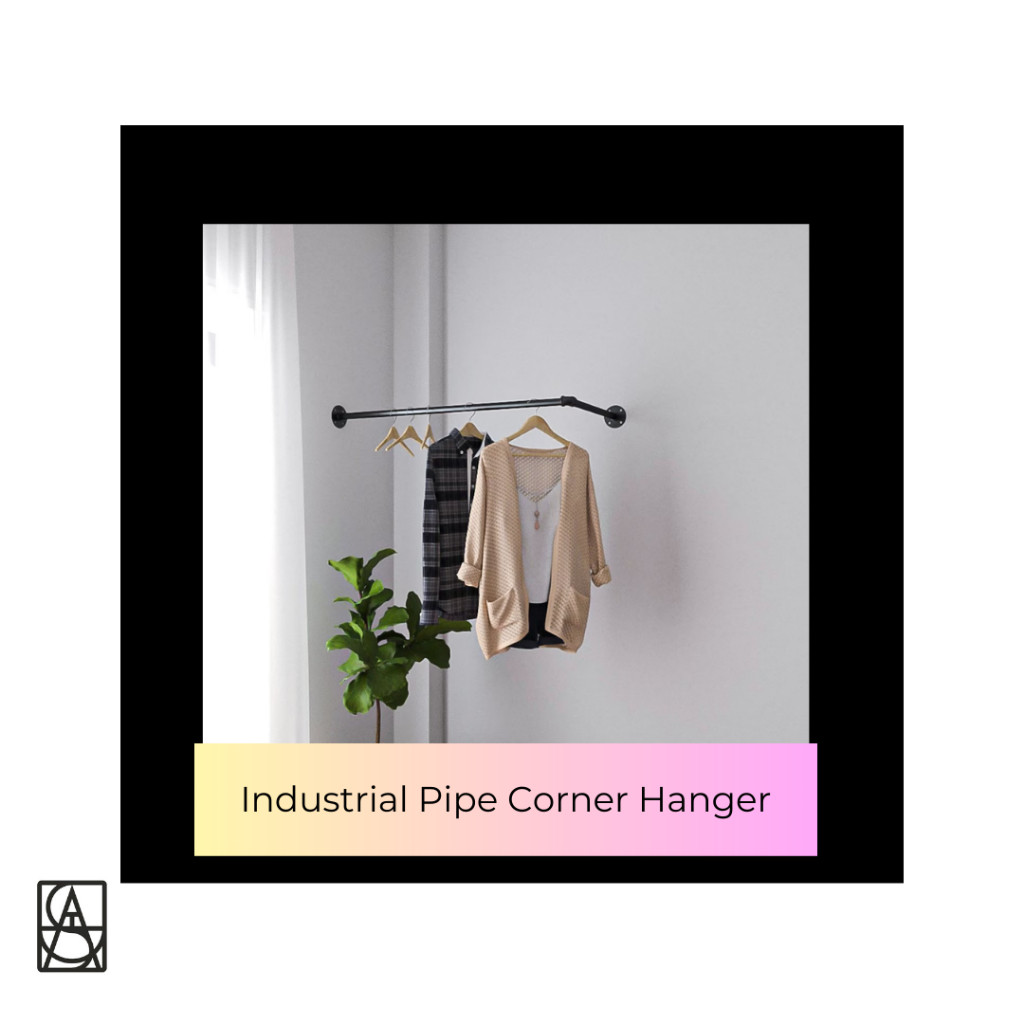 Industrial Pipe Corner Bracket clothes rail cloth hanger wall mounted ...