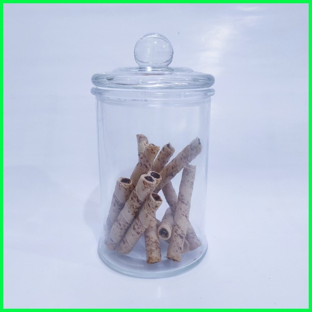 Thick Glass canister cookie jar 750ml with silicon rim and glass lid ...