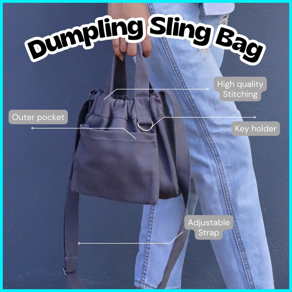 The Dumpling Sling Bag [ASH GRAY]_Adjustable Strap and Magnetic Lock ...