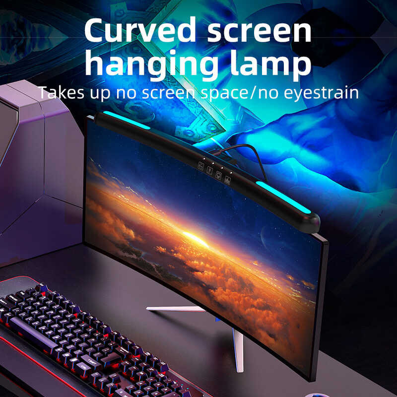 Bar Light Monitor Lights Touch Switch Curved RGB Screen Hanging Dimming ...