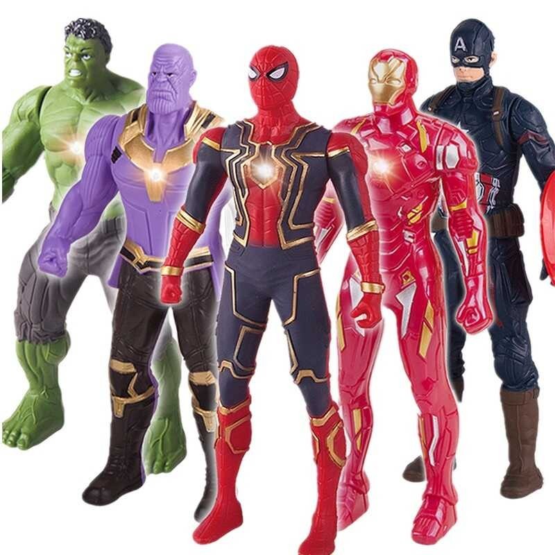 Light Avengers LED Figures PVC Super Hero - Spider-Man Hulk Model Dolls ...
