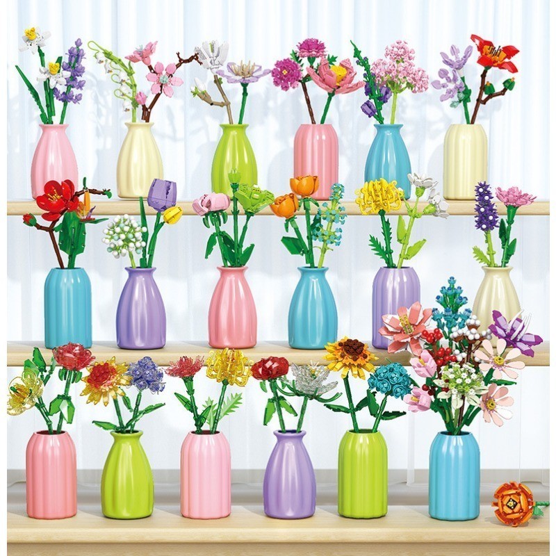 8735-9095 Eternal Block Flower Decoration Girl's Puzzle Toy Rose ...