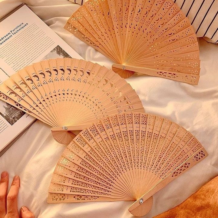 Dolphin Sunflower Pattern Wooden Fan Personalized Wedding Gift Hand ...