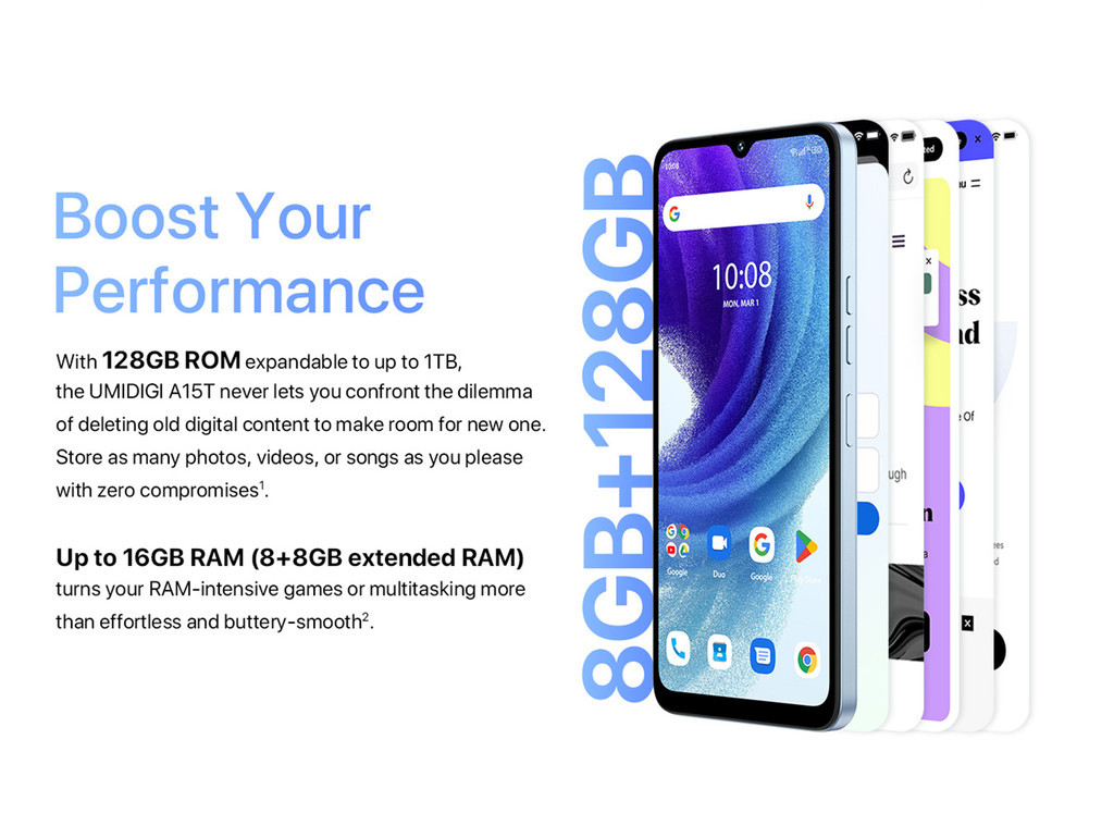 UMIDIGI A15T Smartphone Android 13 MTK Helio G95 Octa-Core 6.7’’ HD+ 8GB 128GB 64MP 5000mAh ...
