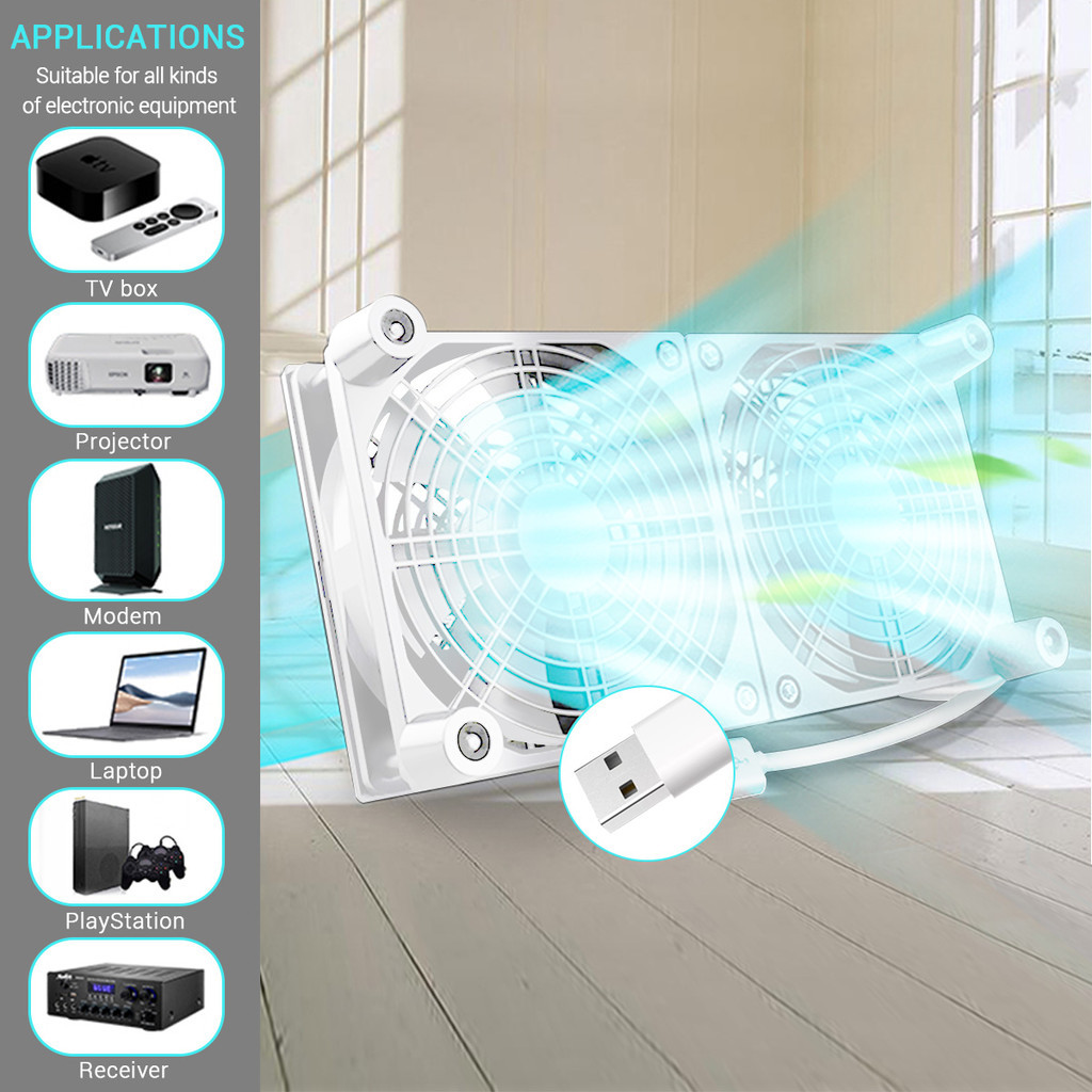 5V 1200RPM Home WIFI Router Cooling Fan Stand Super Silent USB Switch ...