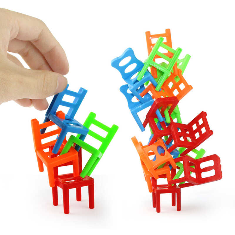 e 18Pcs/Set Mini Balance Chairs Stacking Bloc Assembly Family Game ...