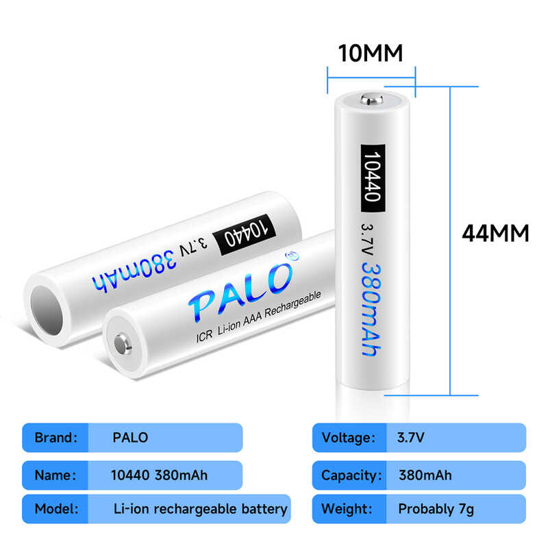 PALO 10440 Φ AAA Lithium Batteries 3.7V Icr10440 10440 3A Rechargeable ...