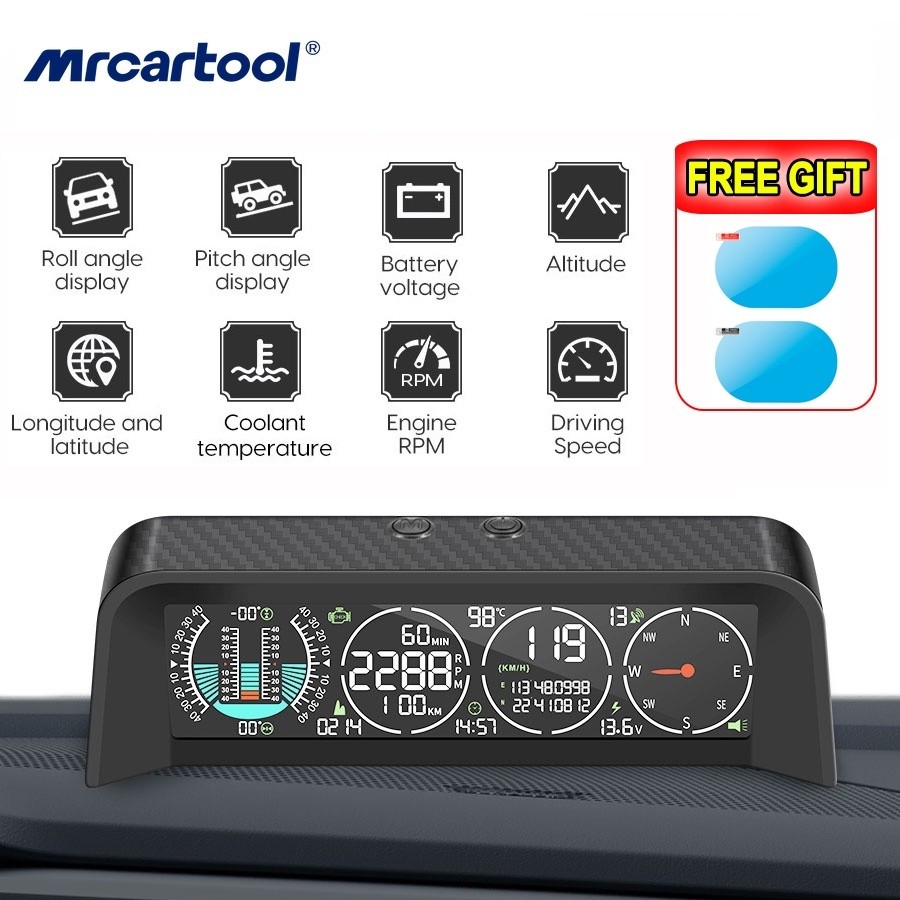 MRCARTOOL M80 OBD + GPS Speedometer Smart Compass Smart HUD head-up ...