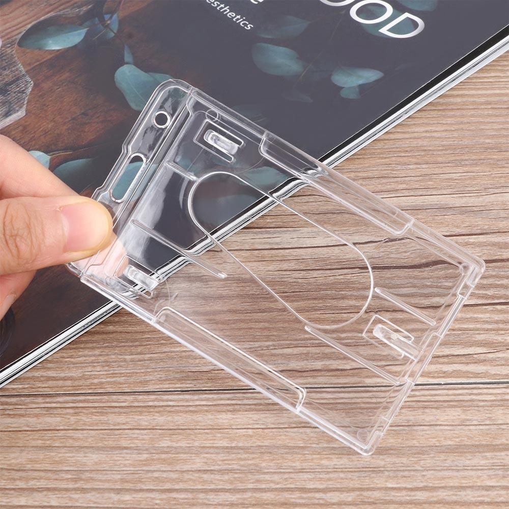 Transparent ID Card Cover Case Badge Bag Hard Plastic Card Cover Case ...