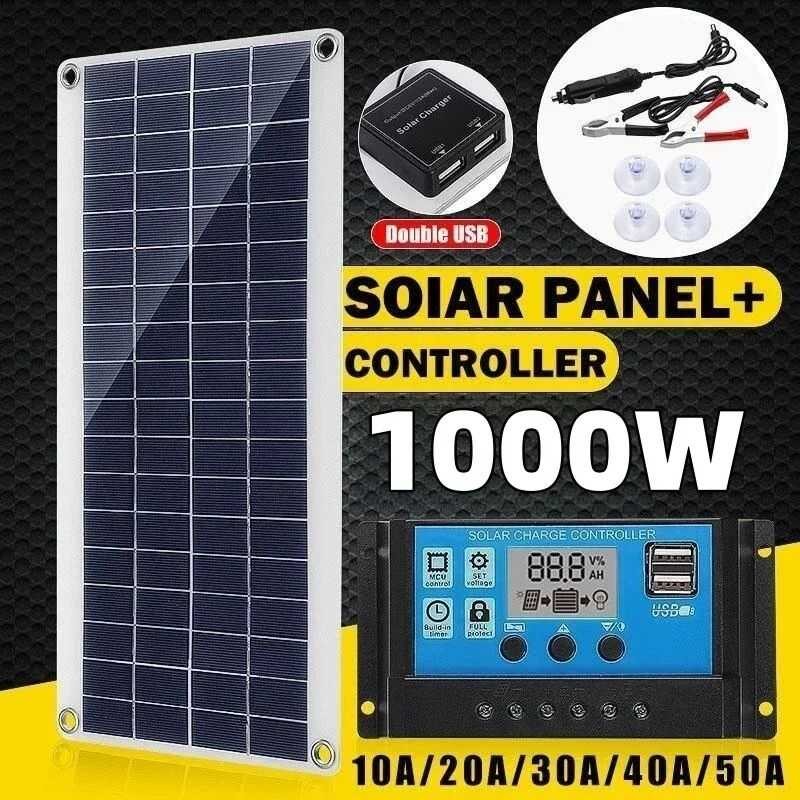 Solar Panel 12V 1000W Cell 10A-100A Controller For Phone RV Car Mp3 PAD ...