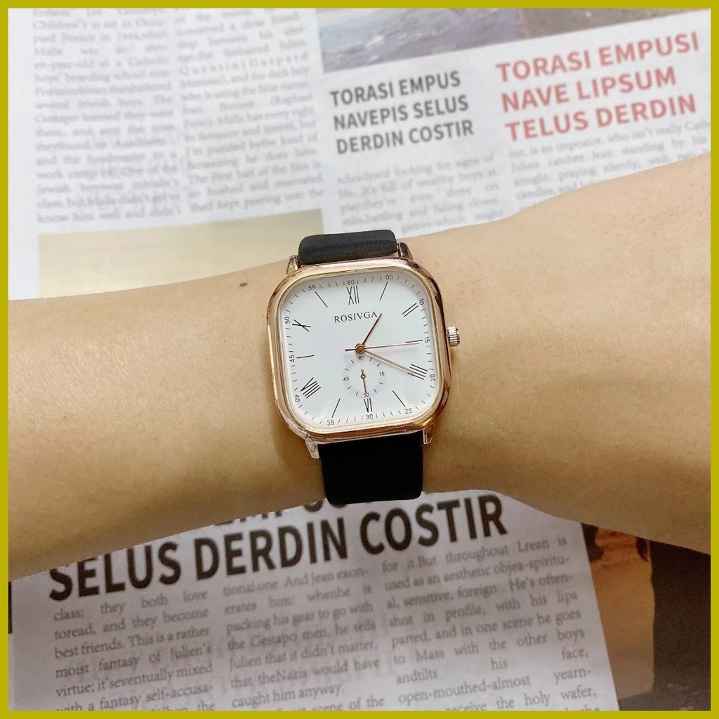 ∞ ∷ student Watch Square Dial PU Strap Quartz Watch Fashion Sports ...