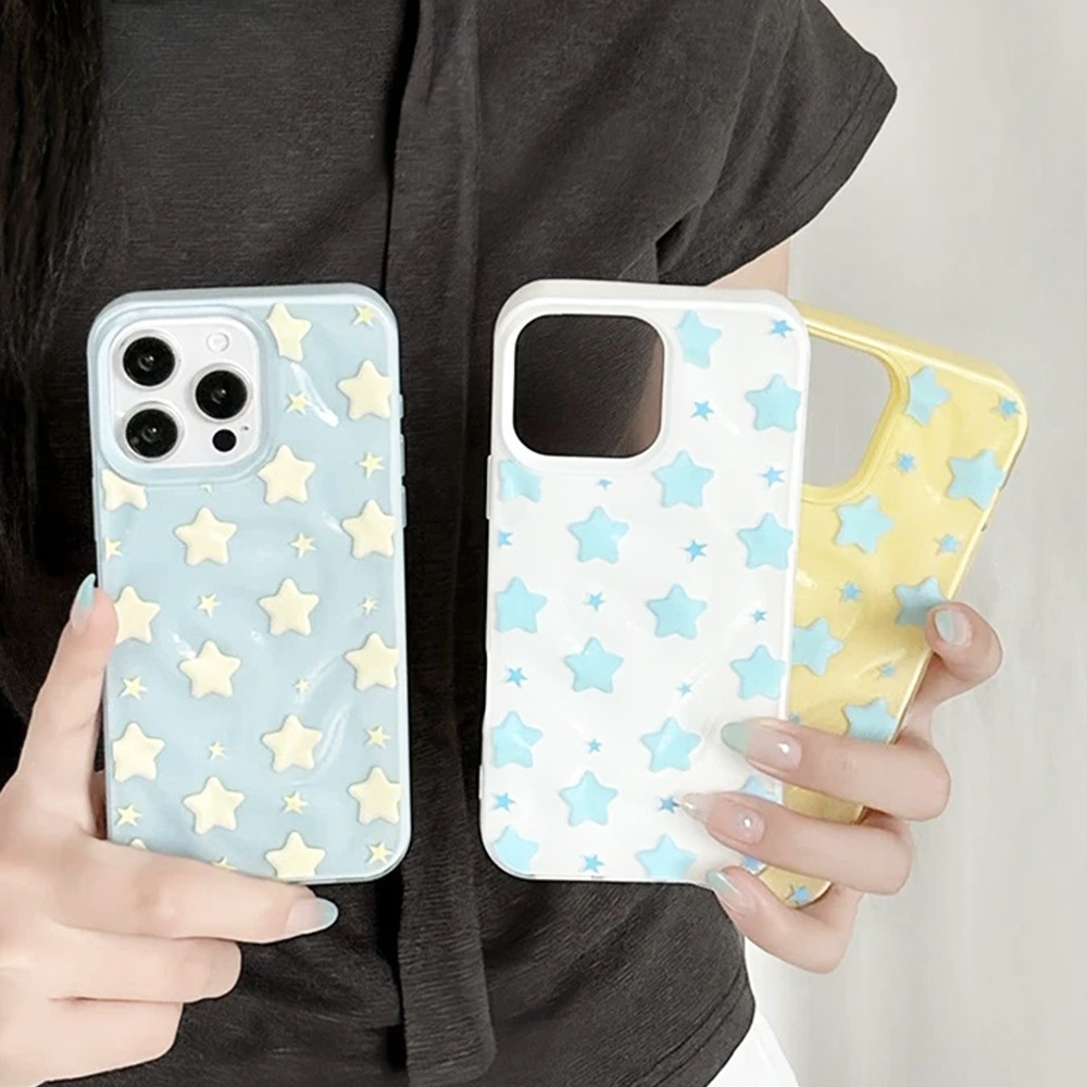 INS Korean Lovely Stars Wave Ruffle Water Phone Case for iPhone 11 13 ...