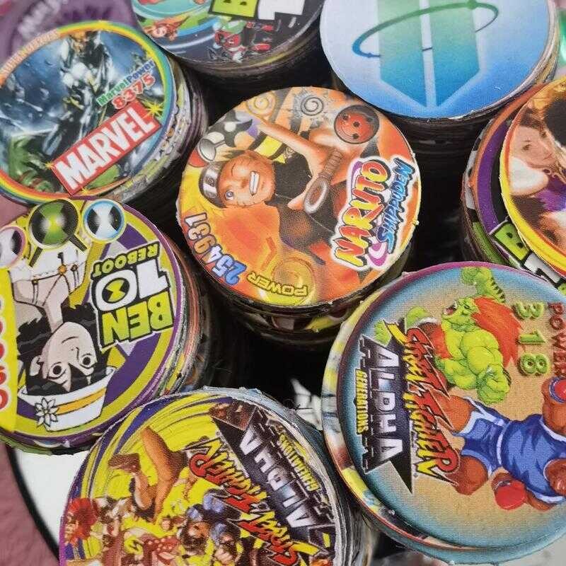 POGS ASSORTED 100PCS per Pack Naruto Marvel BTS Street Fighter Ben10 6月 ...