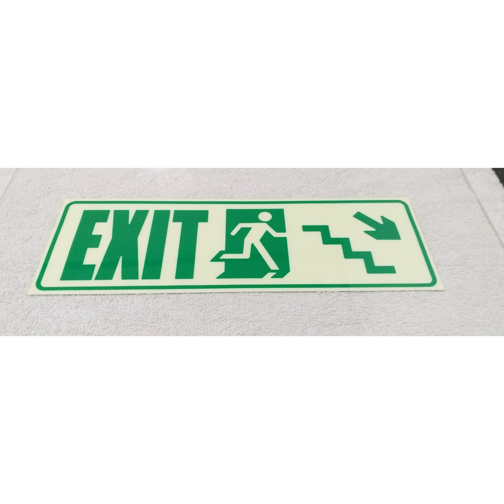 Luminous Exit Stairs Down Right Sign Sticker | Shopee Philippines