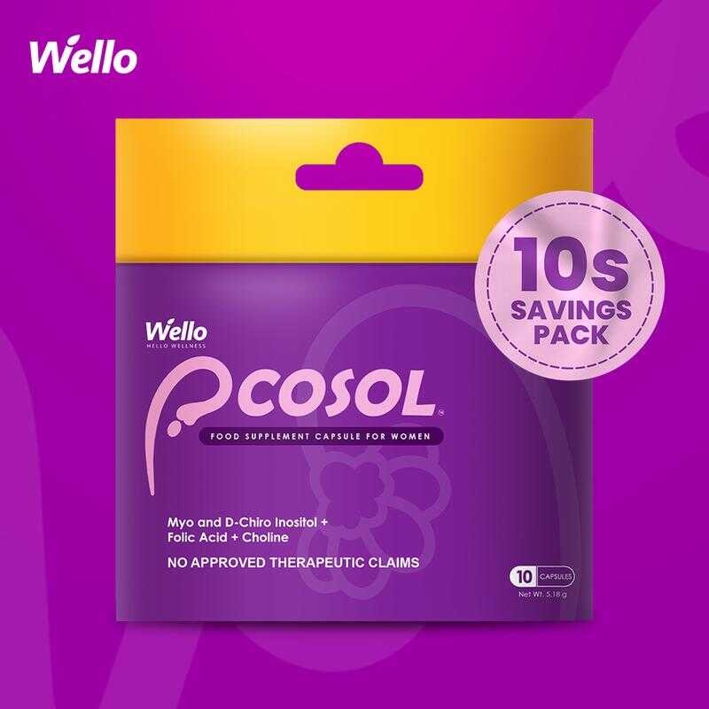 Wello Pcosol Pack Of 10S Inositol Choline Folic Acid Health Supplement ...