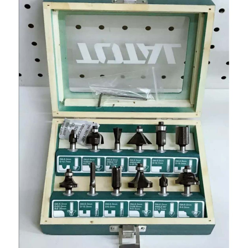 TOTAL 12pcs router bits set(6mm) TACSR0121 | Shopee Philippines