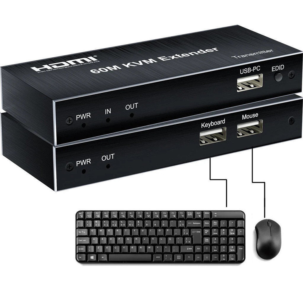 USB KVM Extender RJ45 HDMI Extender 60M Via Ethernet Cat5e Cat6 Cable ...