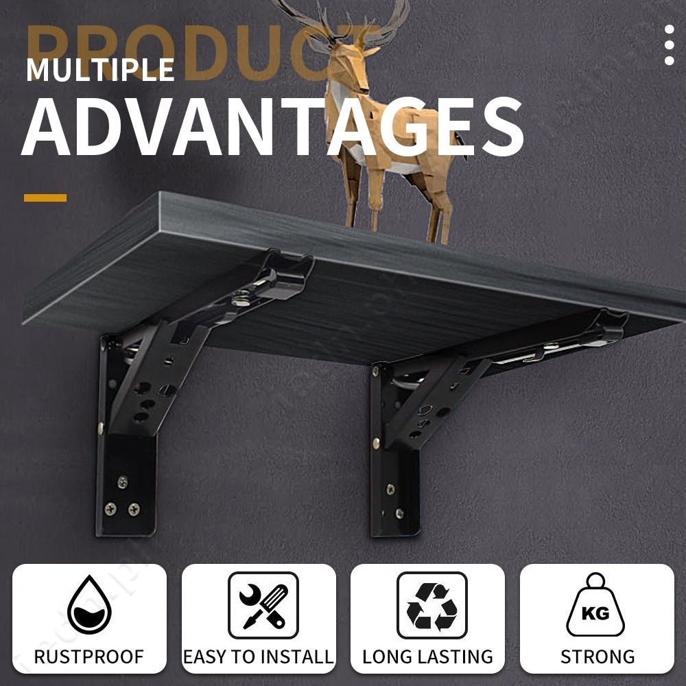 2PCS Hanging Angle Bracket Stainless Steel Foldable Wall Organizer ...