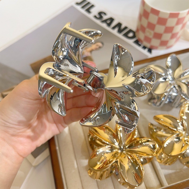 Metal Plumeria Flower Hair Clamp - Fashion, Y2K, Hawaiian Style - For ...