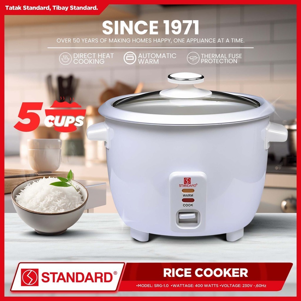 Standard Rice Cooker 1 Liter 5 Cups Rice with Measuring Cup & Rice ...