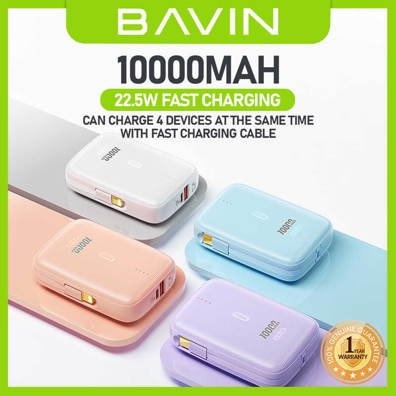 BAVIN PC1090 10000mAh Mini Powerbank 22.5W USB + 20W USB-C In & Out w/ Bidirectional Charging ...