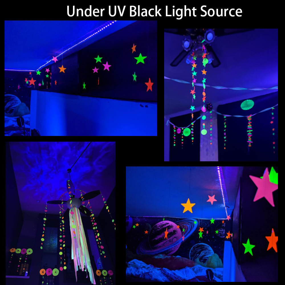 8Pcs Luminous Neon Streamers Crepe Paper Black Light Reactive Glow in ...