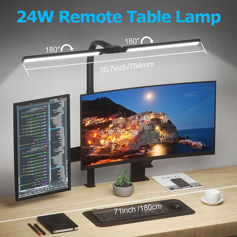 Desktop Double 80Cm Head Study Table Lamp 24W Adjustable LED Large ...