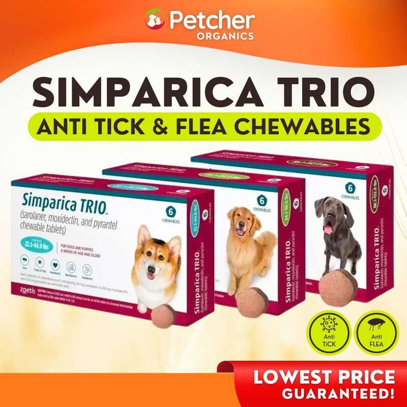 Simparica ♚ TRIO Anti Tick Flea Chewable Tablet Heartworm And Dewormer For Dogs | Shopee Philippines