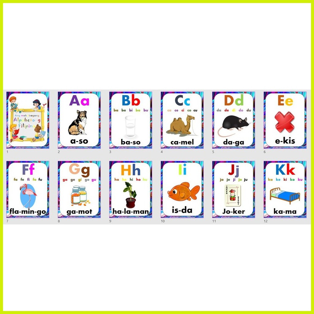 Modern Filipino Alphabet ABAKADA English Alphabet Flashcards Size A6 (1 ...