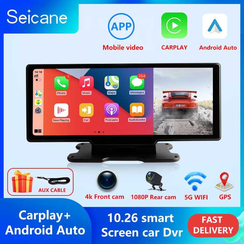 Seicane 4K 10.26" Carplay Dash Cam Rearview mirror camera Wifi Android ...
