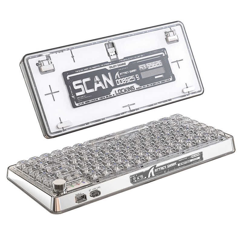 ☀ Attack Shark K75 RGB Wireless Nical Keyboard Hot-Swappable 3 Mode 2 ...