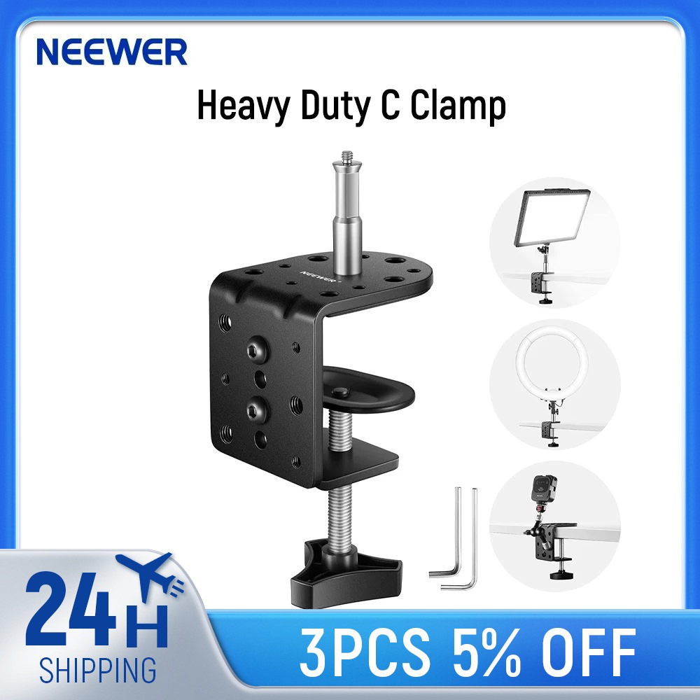 NEEWER Heavy Duty C Desk Clamp with Mounting Column for Light Stand ...