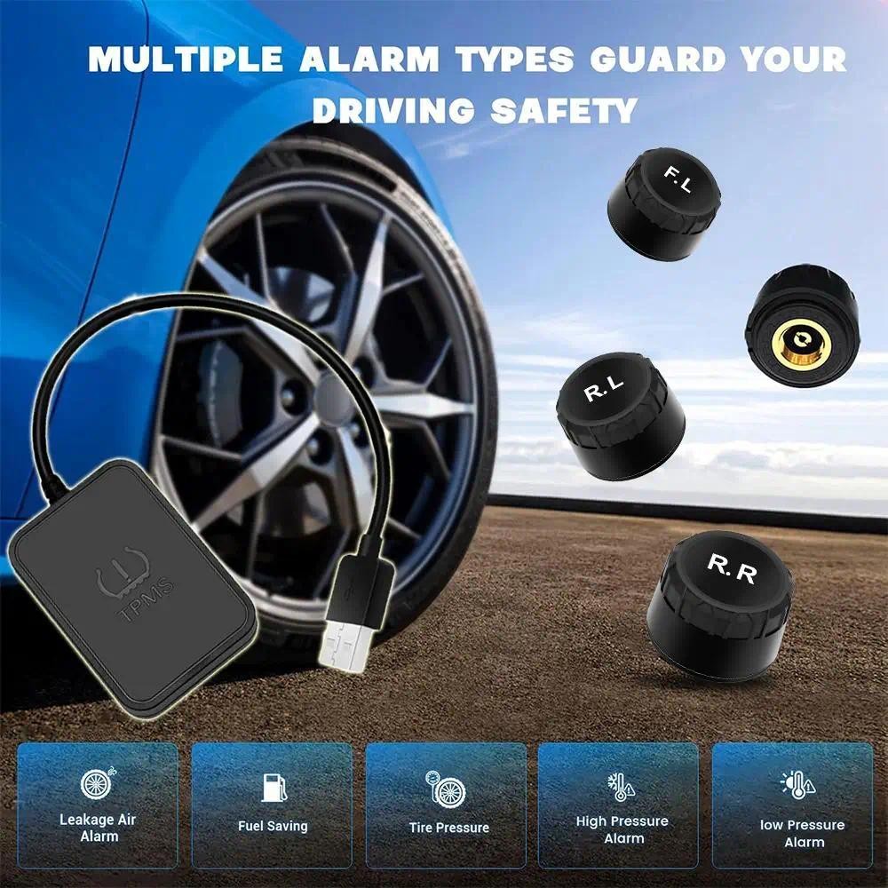 USB Android Car TPMS Wireless Transmission Tire Pressure Monitoring ...
