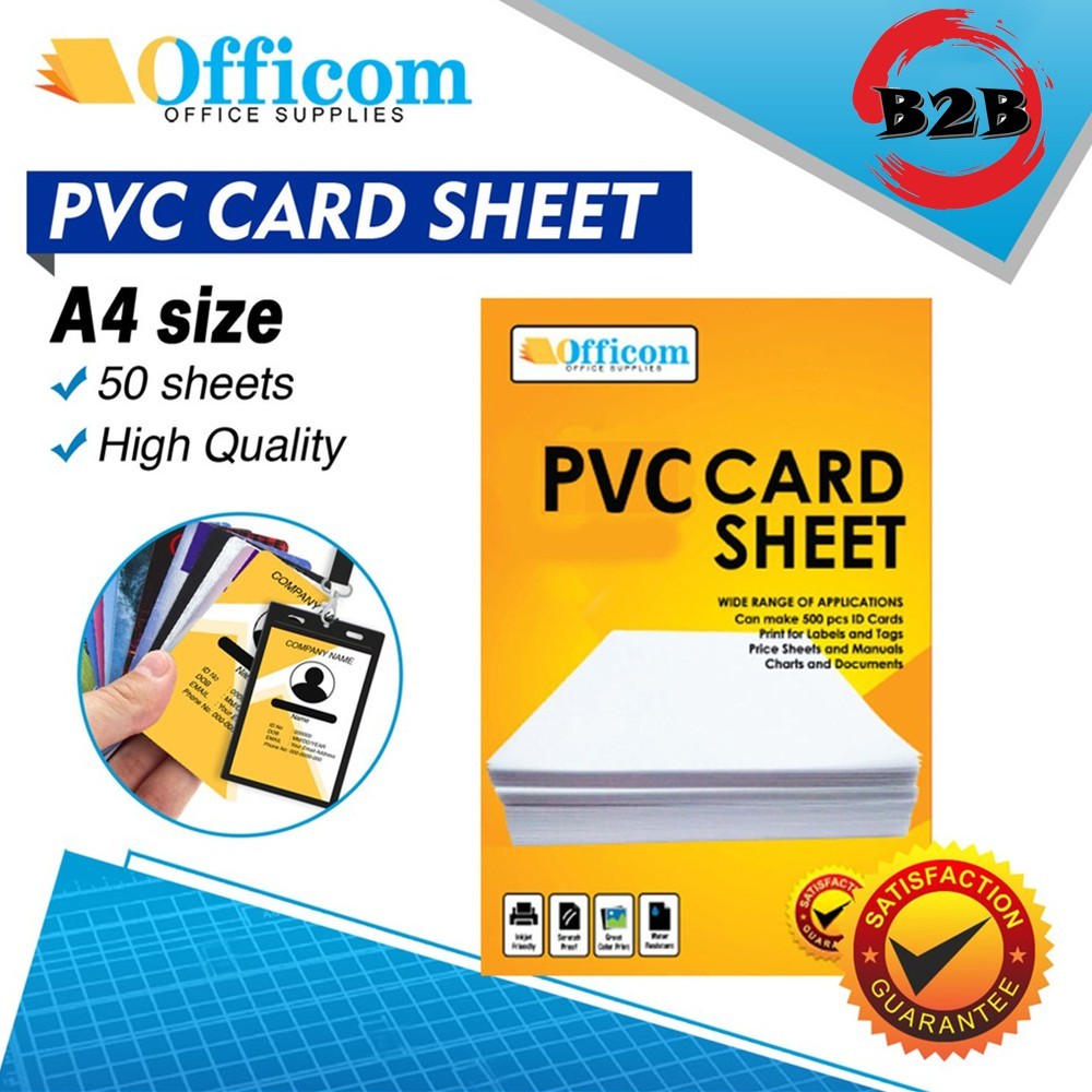A4 size PVC Card Sheet for ID Making Officom Brand (50 Sheets) | Shopee ...