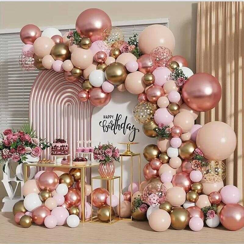 Balloon Set Rose Gold Pink Garland Balloon Latex Arch Confetti Birthday ...